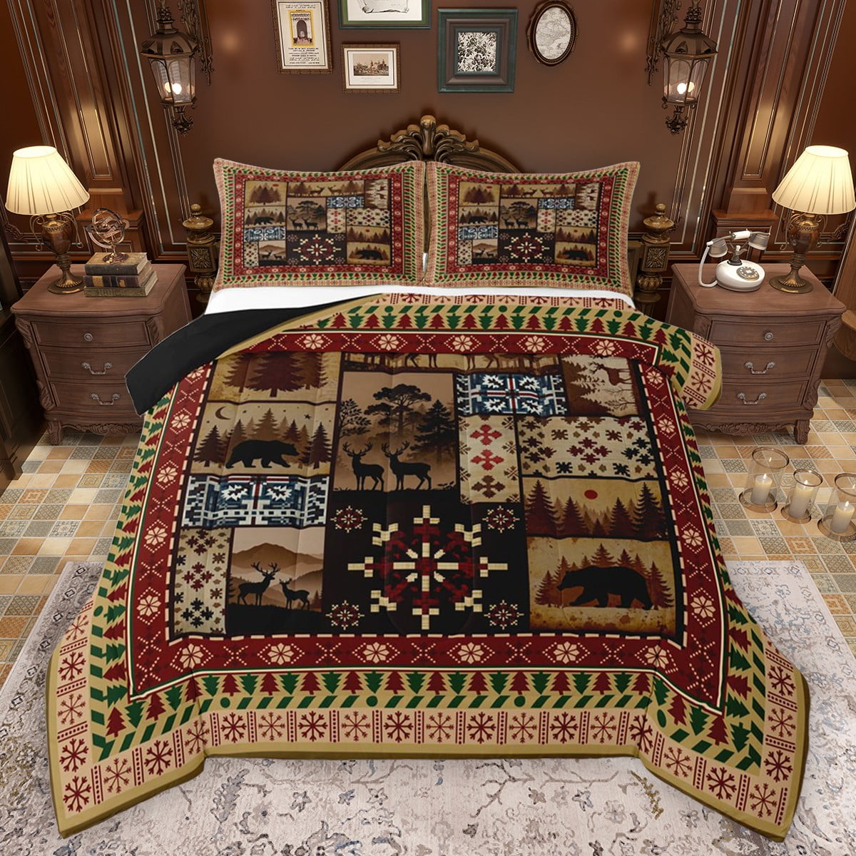 Castle Fairy Safari Deer Bear Full Size Comforter Sets 3-Piece for Boys ...