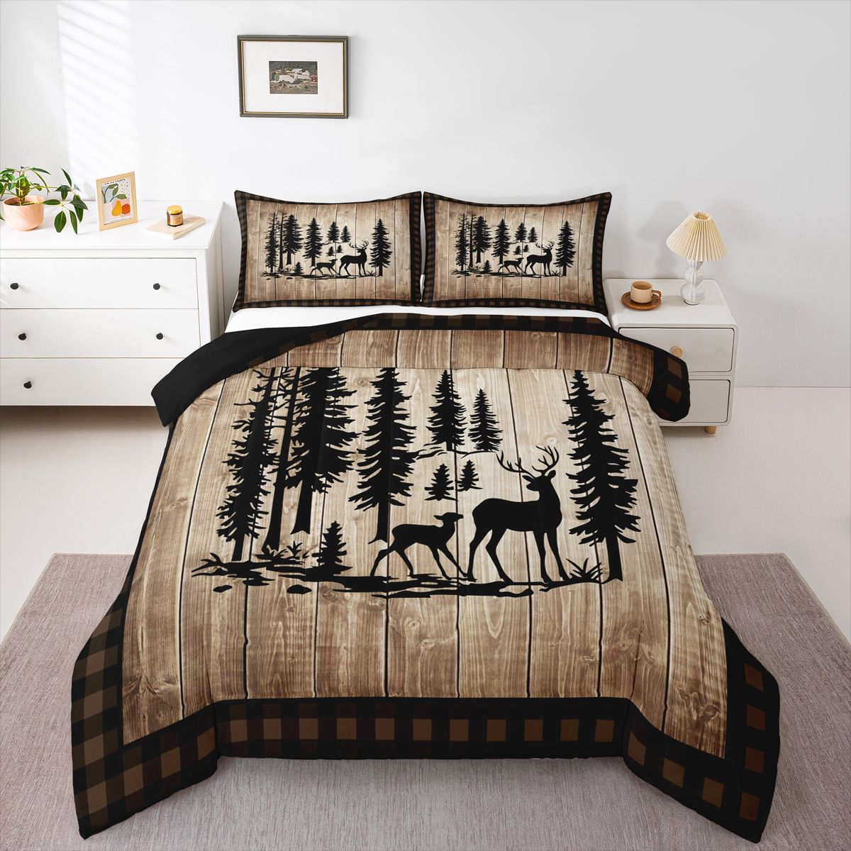 Castle Fairy Safari Deer Bedding Comforter Set 2pcs for Boys Girls ...