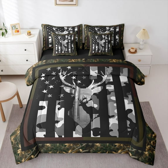 Castle Fairy Safari Deer Bedding Comforter Set for Kids Teens,USA Flag ...