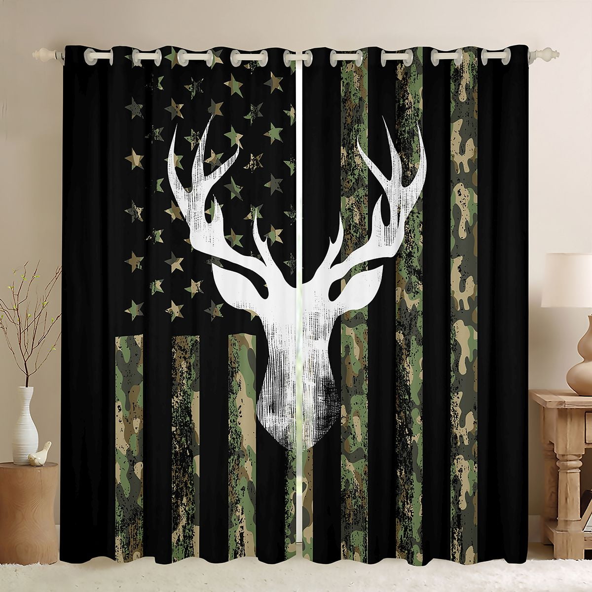 Castle Fairy Safari Deer Curtains Pack of 2 (42x84 Each),USA Flag ...