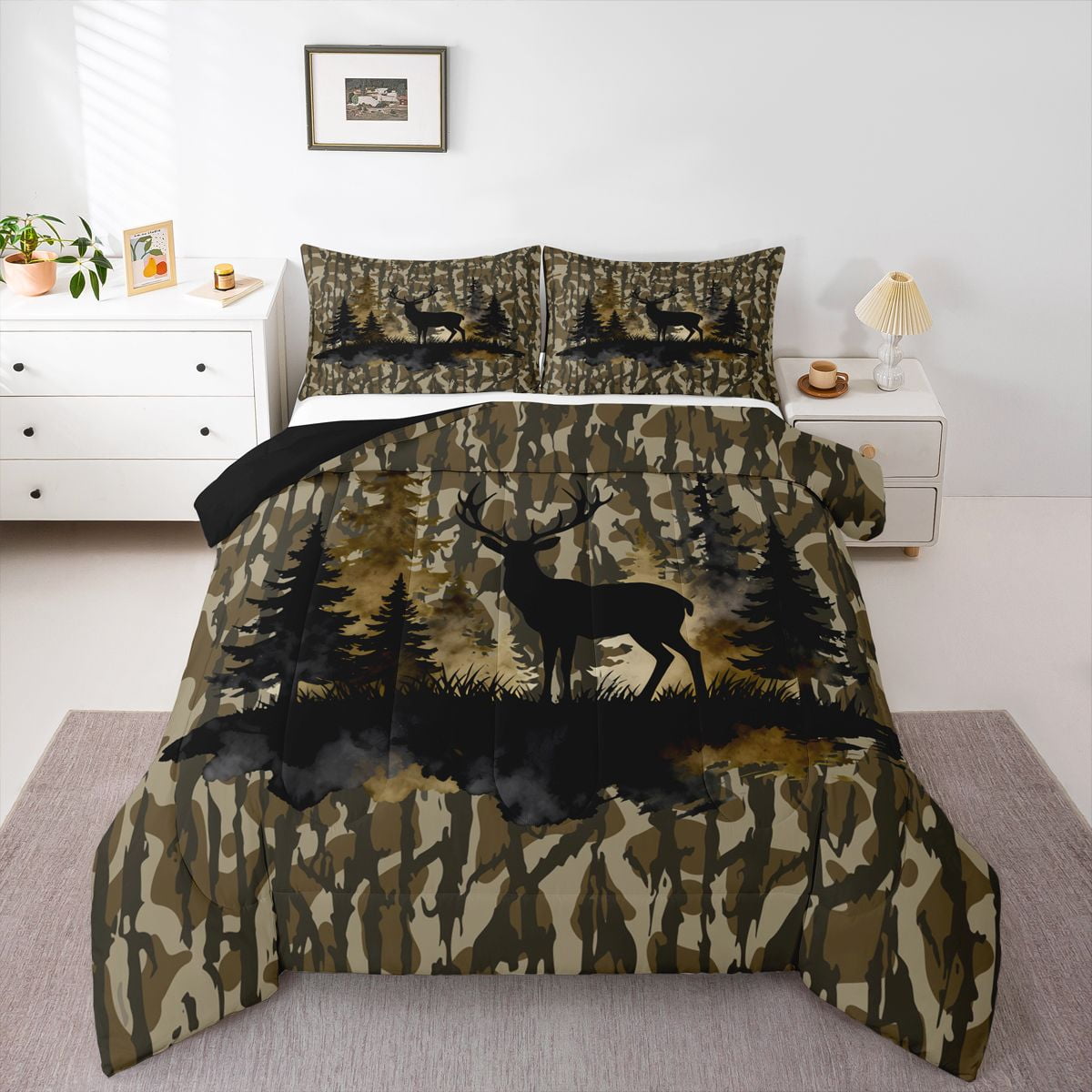 Castle Fairy Safari Deer Queen Comforter Set,Abstract Camouflage ...