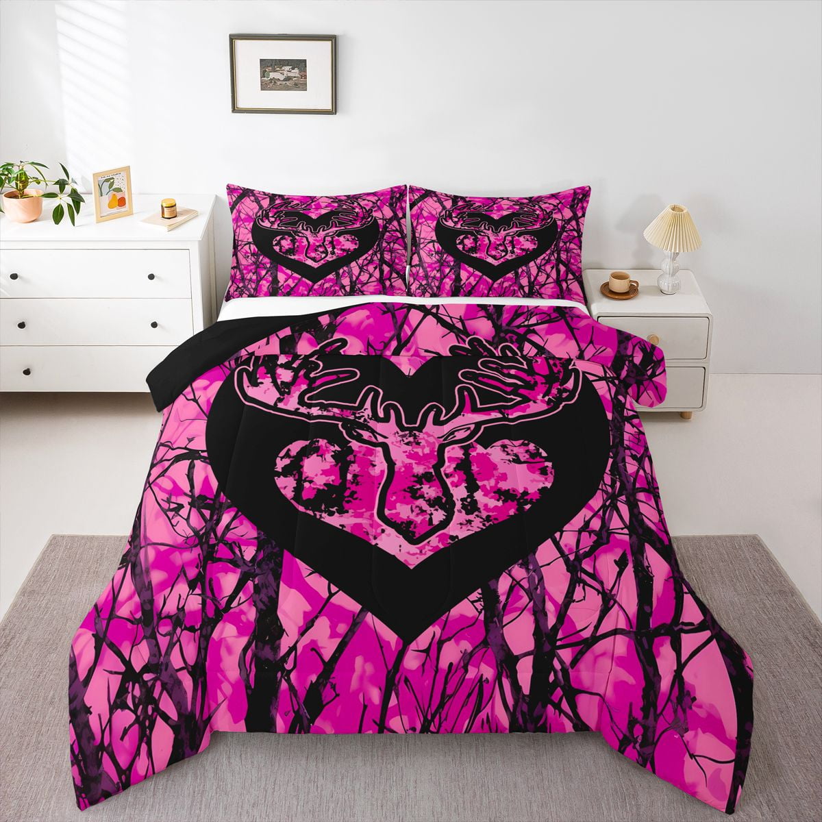 Castle Fairy Safari Deer Queen Comforter Set,Abstract Camouflage ...