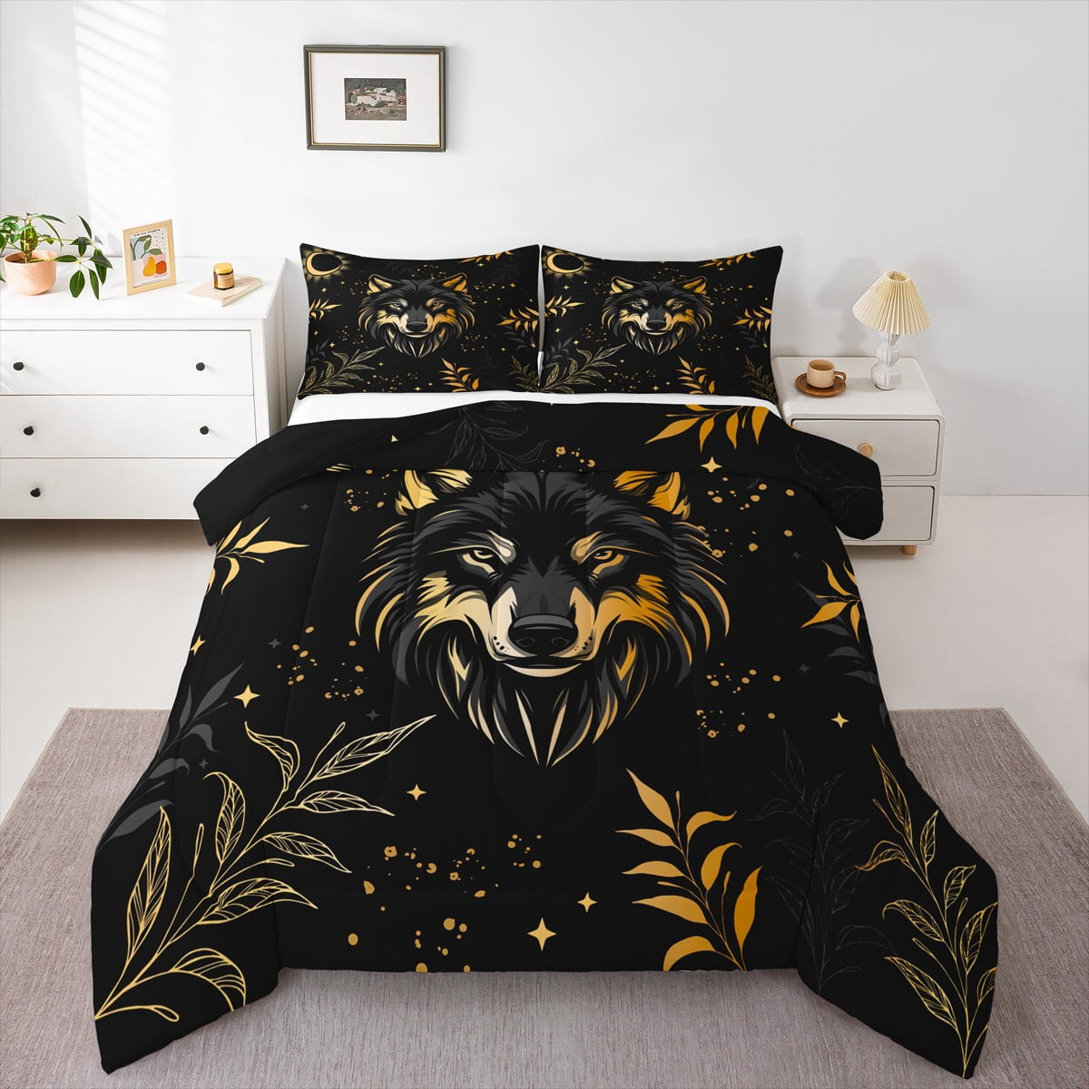 Castle Fairy Safari Wolf 3-Piece Full Size Comforter Sets,Bohemian ...