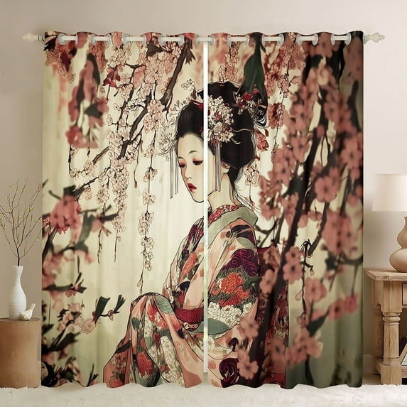Castle Fairy Samurai Blackout Curtains Set of 2 (52x84 Each),Sakura ...