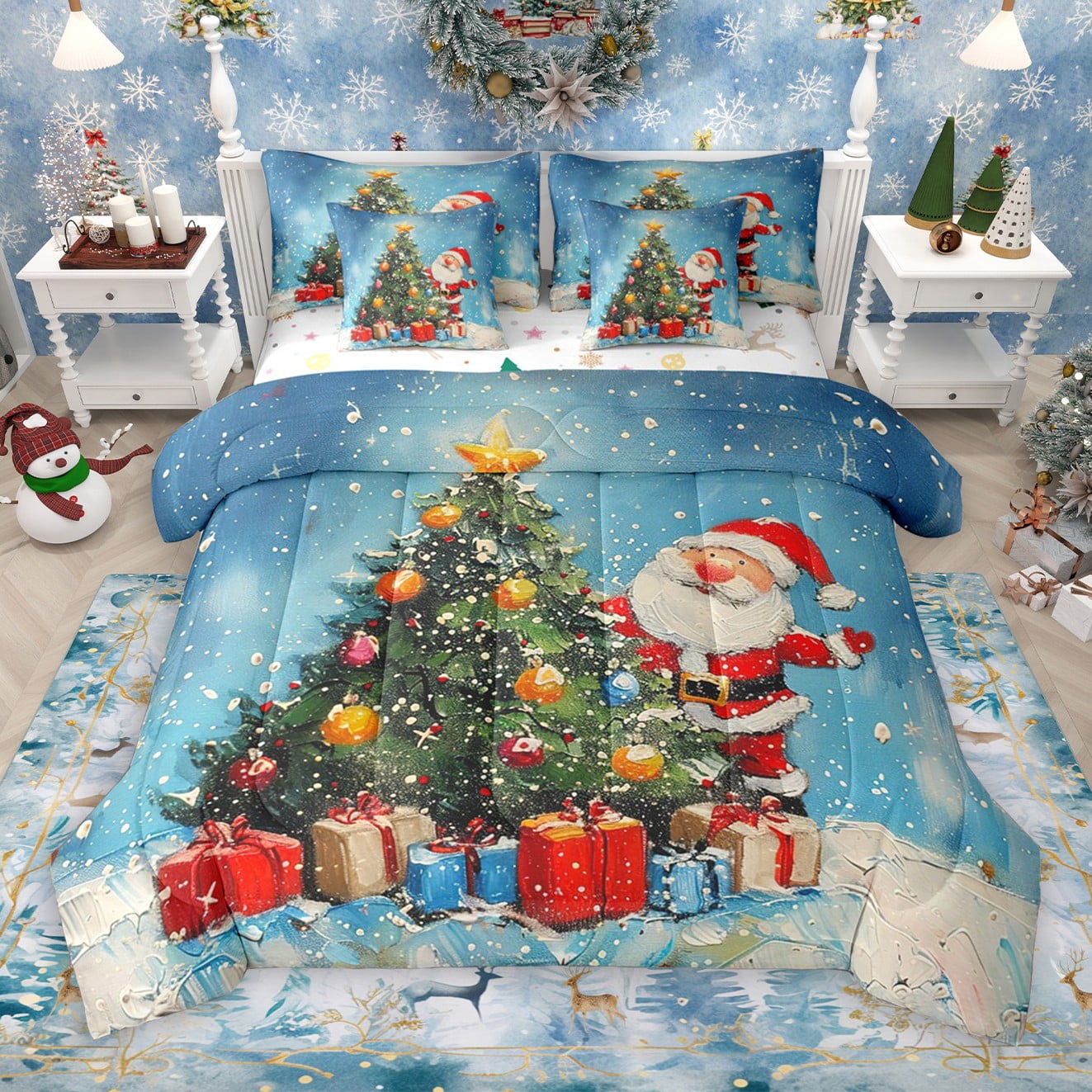 Castle Fairy Santa Claus 7Pcs Bedding Comforter Set for Kids Children ...
