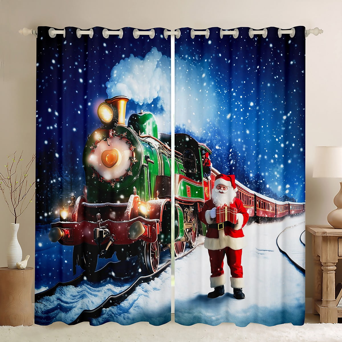 Castle Fairy Santa Claus Blackout Curtains Set of 2 (52x84 Each) for ...