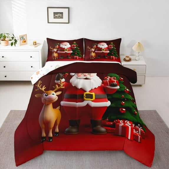 Castle Fairy Santa Claus Deer 3-Piece Full Size Comforter Sets for ...