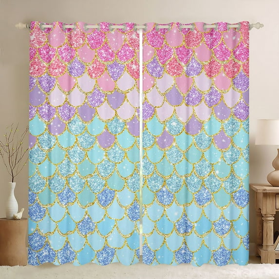 Castle Fairy Sea Mermaid Girl Curtains Pack of 2 (42x84 Each),Bling ...