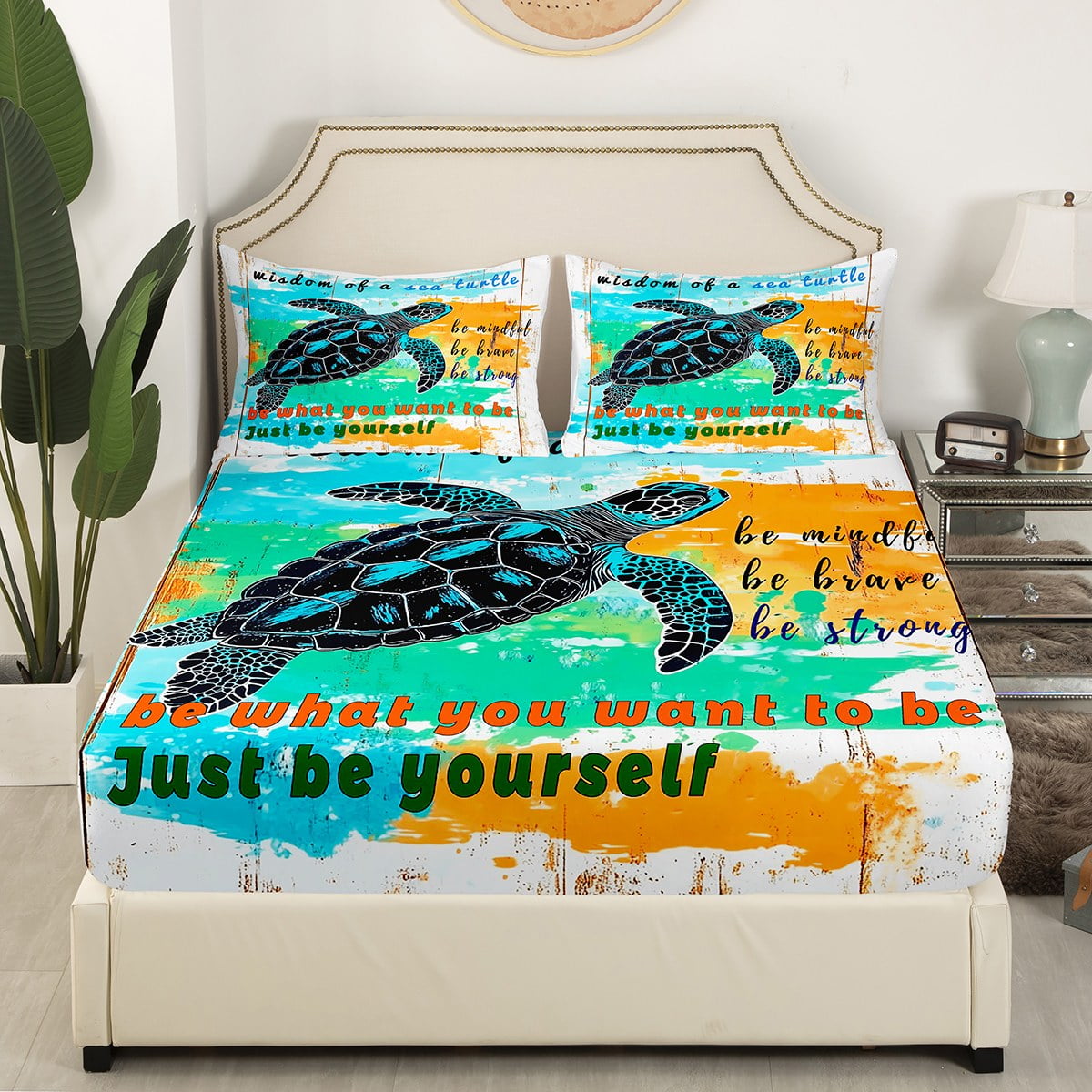 Castle Fairy Sea Turtle 3pcs Twin Sheet Sets,Lodge Cabin Twin Fitted ...