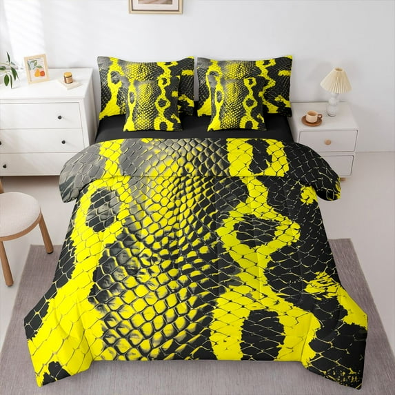 Castle Fairy Snake Print Bedding Comforter Set,Abstract Animal Print ...