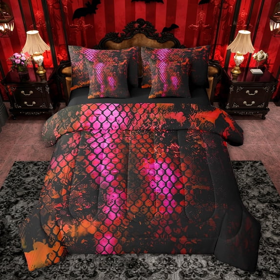 Castle Fairy Snake Print Bedding Comforter Set,Gradient Animal Print ...
