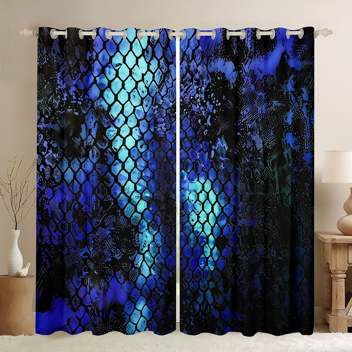Castle Fairy Snake Print Curtains Pack of 2 (42x84 Each),Gradient ...