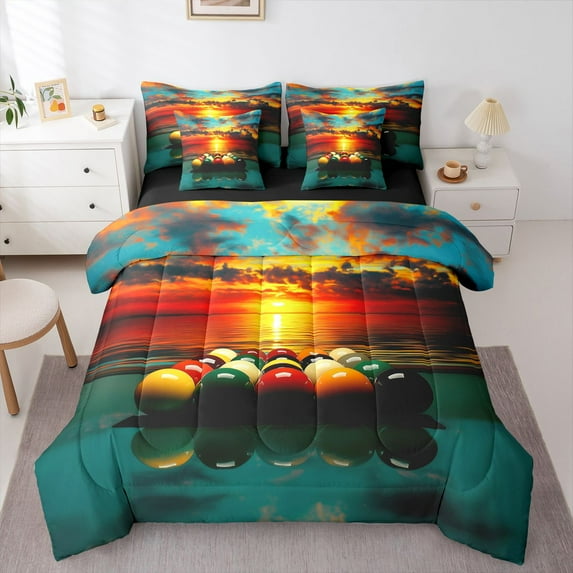 Castle Fairy Snooker Billiards Bedding Comforter Set,Ocean Sunset Queen ...