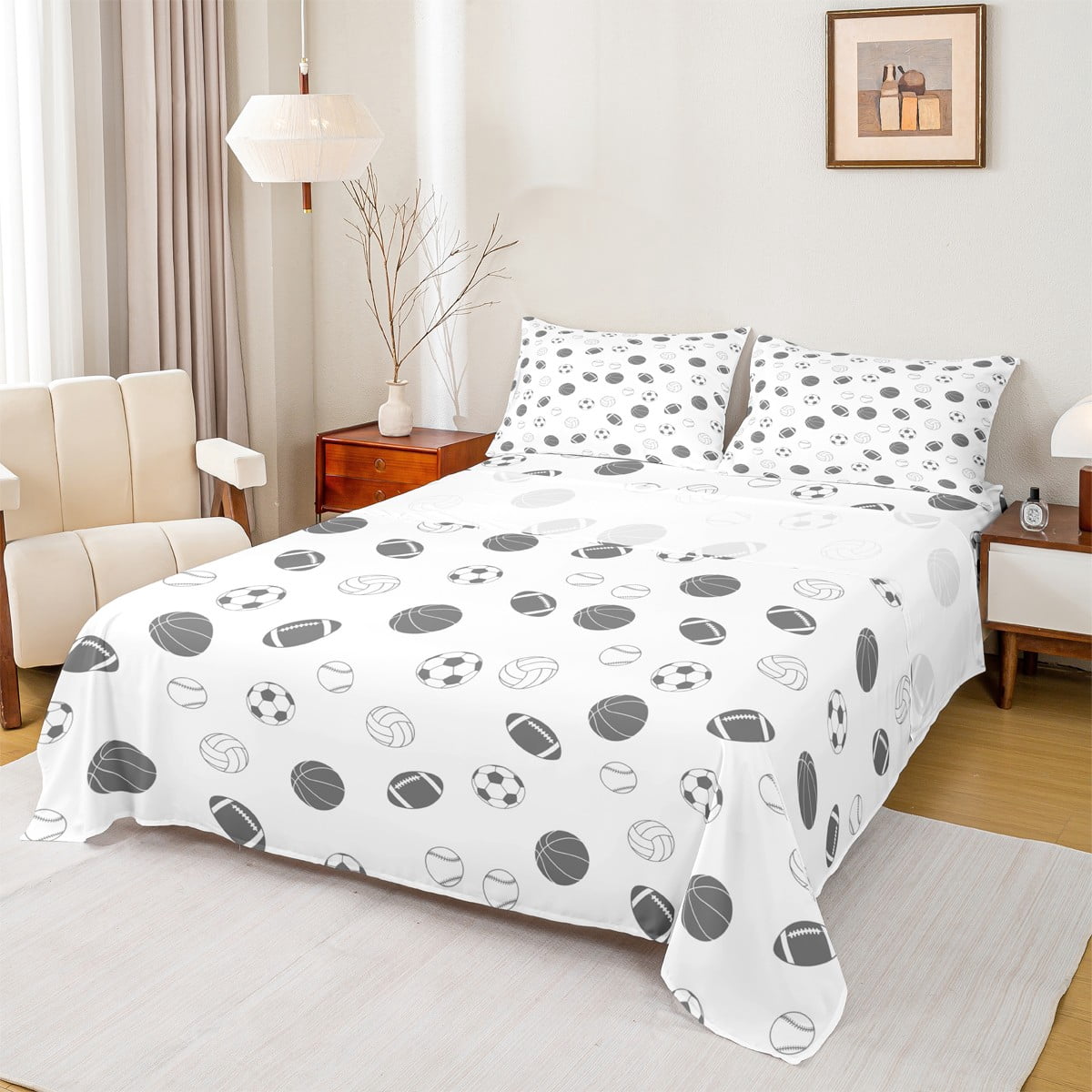 Castle Fairy Soccer Basketball Football 4pcs Bed Sheets,Sport Theme ...