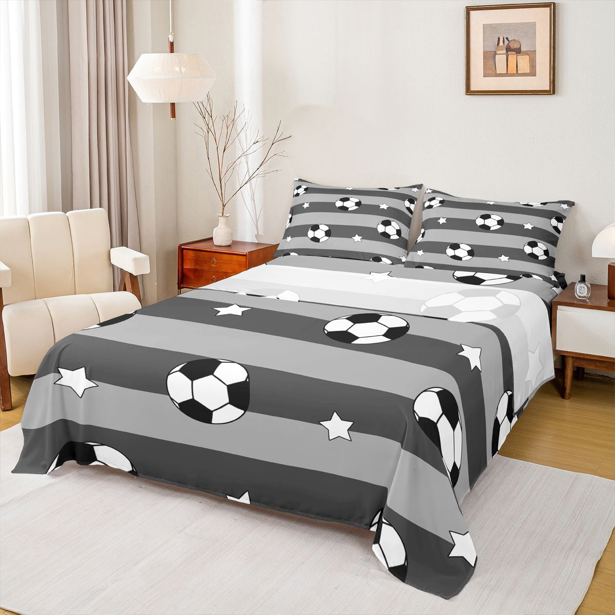 Castle Fairy Soccer Bed Sheets for Kids Children,Sport Gamer King ...