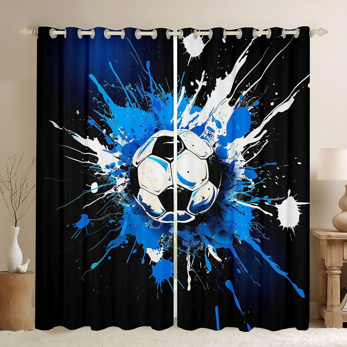 Castle Fairy Soccer Curtains Pack of 2 (42x84 Each),Ball Game Curtains ...