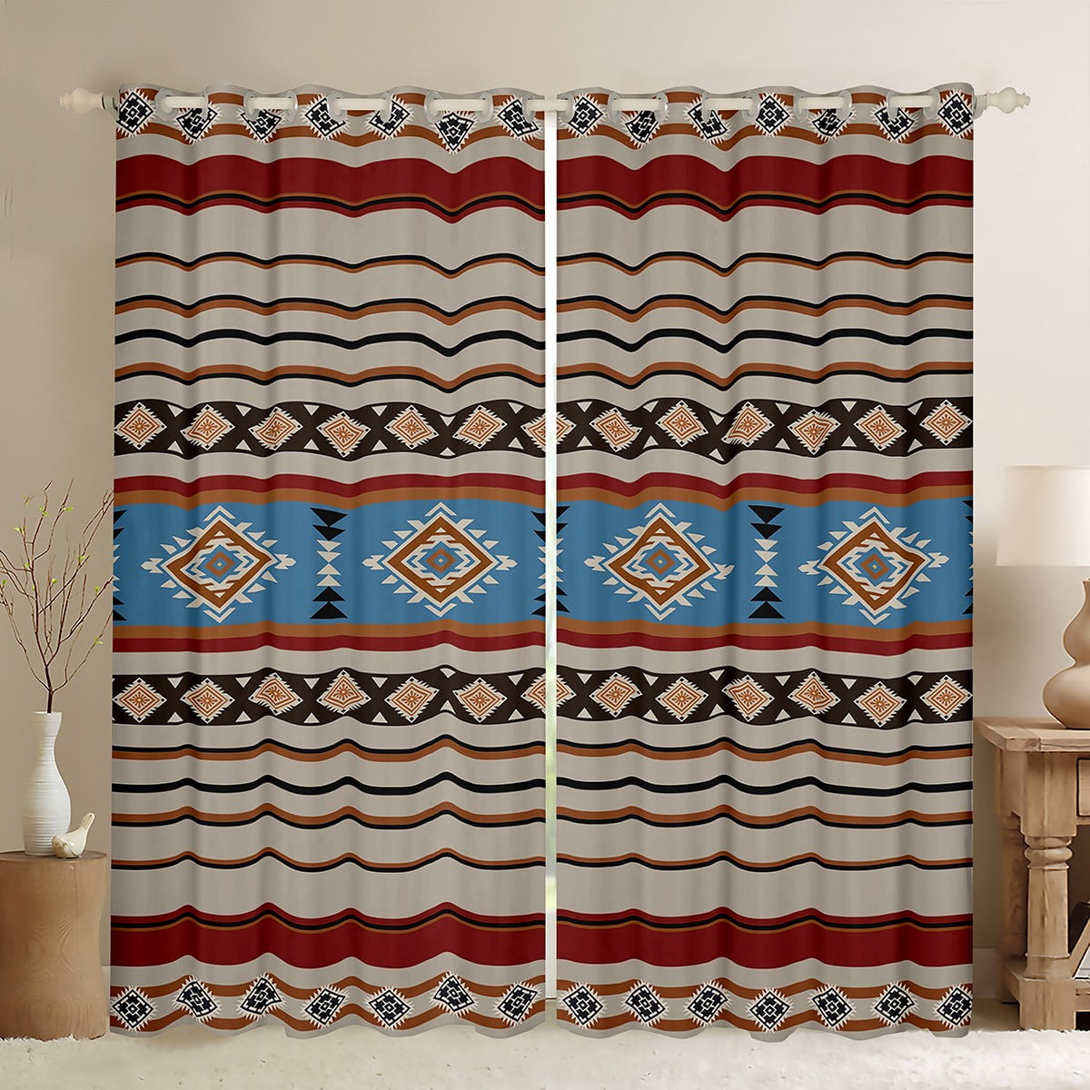 Castle Fairy Southwestern Aztec Curtains Pack of 2 (42x84 Each ...