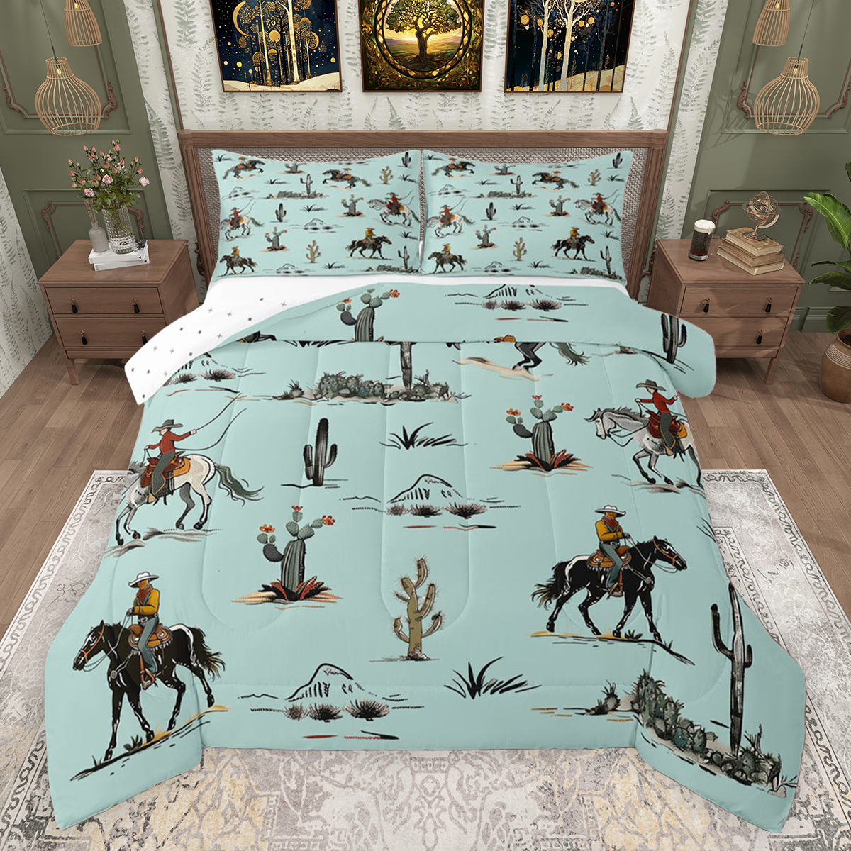 Castle Fairy Southwestern Cowboy Bedding Comforter Set 2pcs for Kids ...