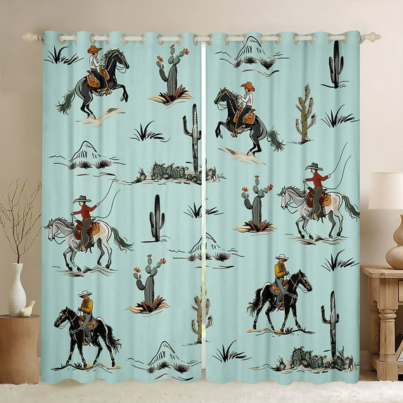 Castle Fairy Southwestern Cowboy Curtains Pack of 2 (42x84 Each) for ...