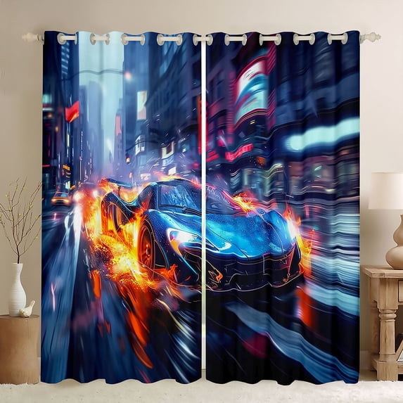 Castle Fairy Speeding Sports Car Curtains Pack of 2 (42x84 Each) for ...