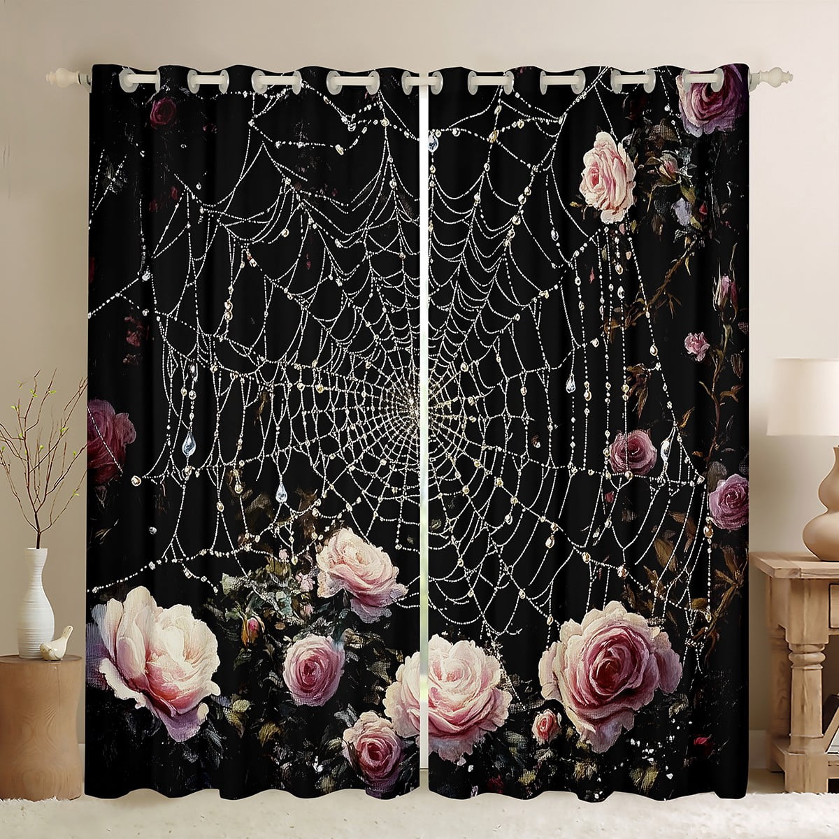 Castle Fairy Spider Web Curtains Pack of 2 (42x84 Each),Chic Flower ...
