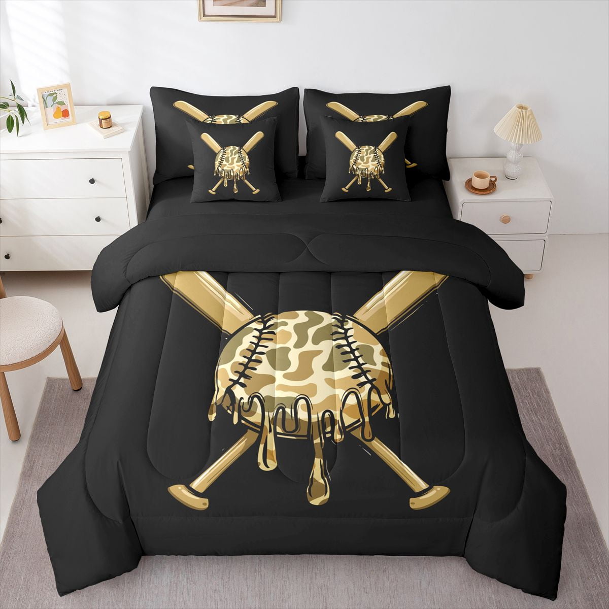 Castle Fairy Sport Baseball Bedding Comforter Set,Ball Gamer Queen ...