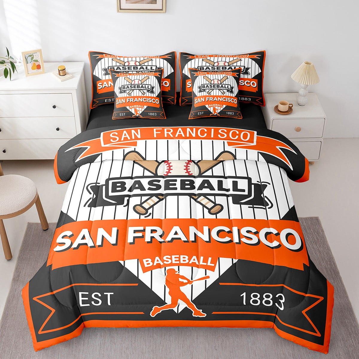 Castle Fairy Sport Baseball Boy Bedding Comforter Set,Ball Gamer Queen ...