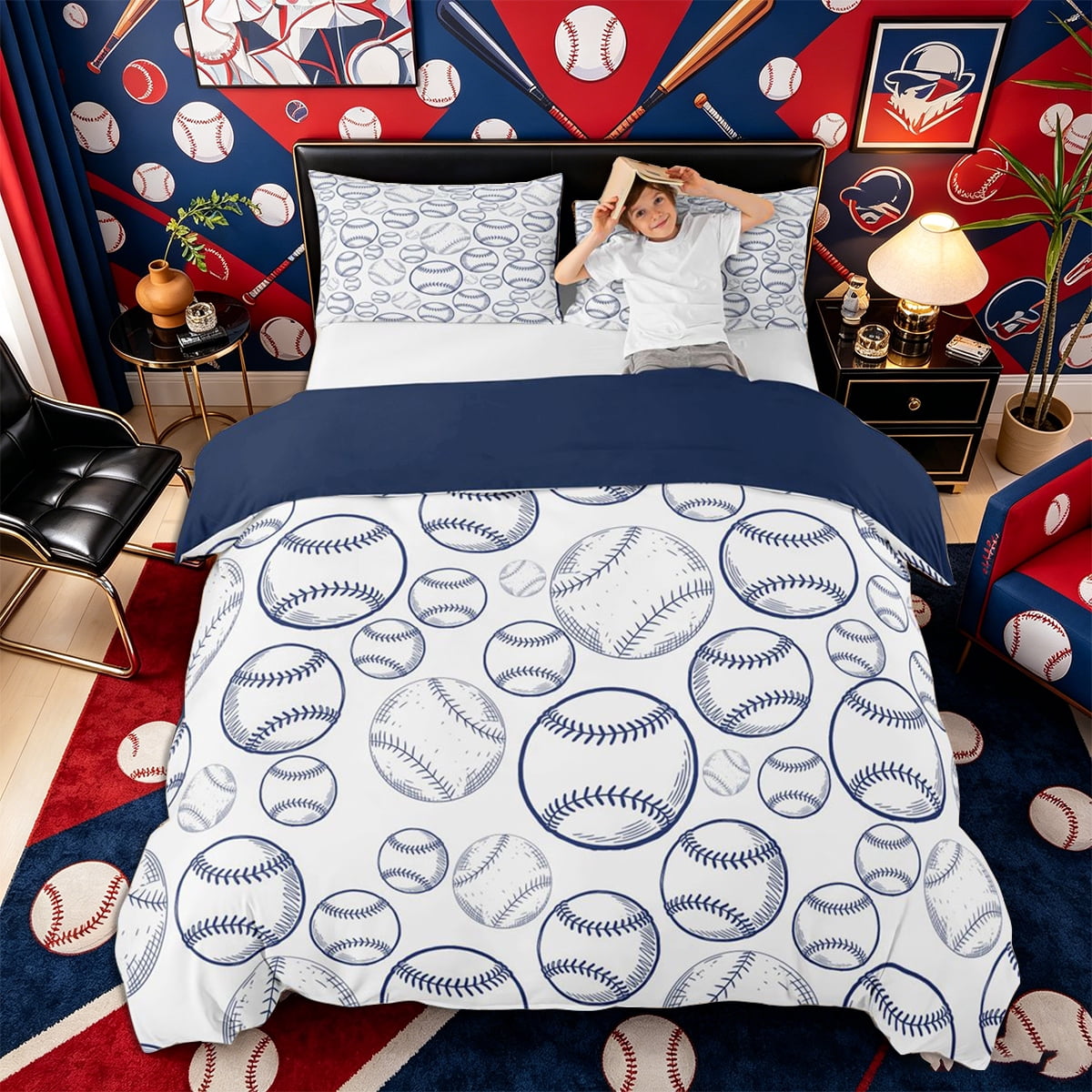 Castle Fairy Sport Baseball Duvet Cover King, Ball Game King Bedding ...