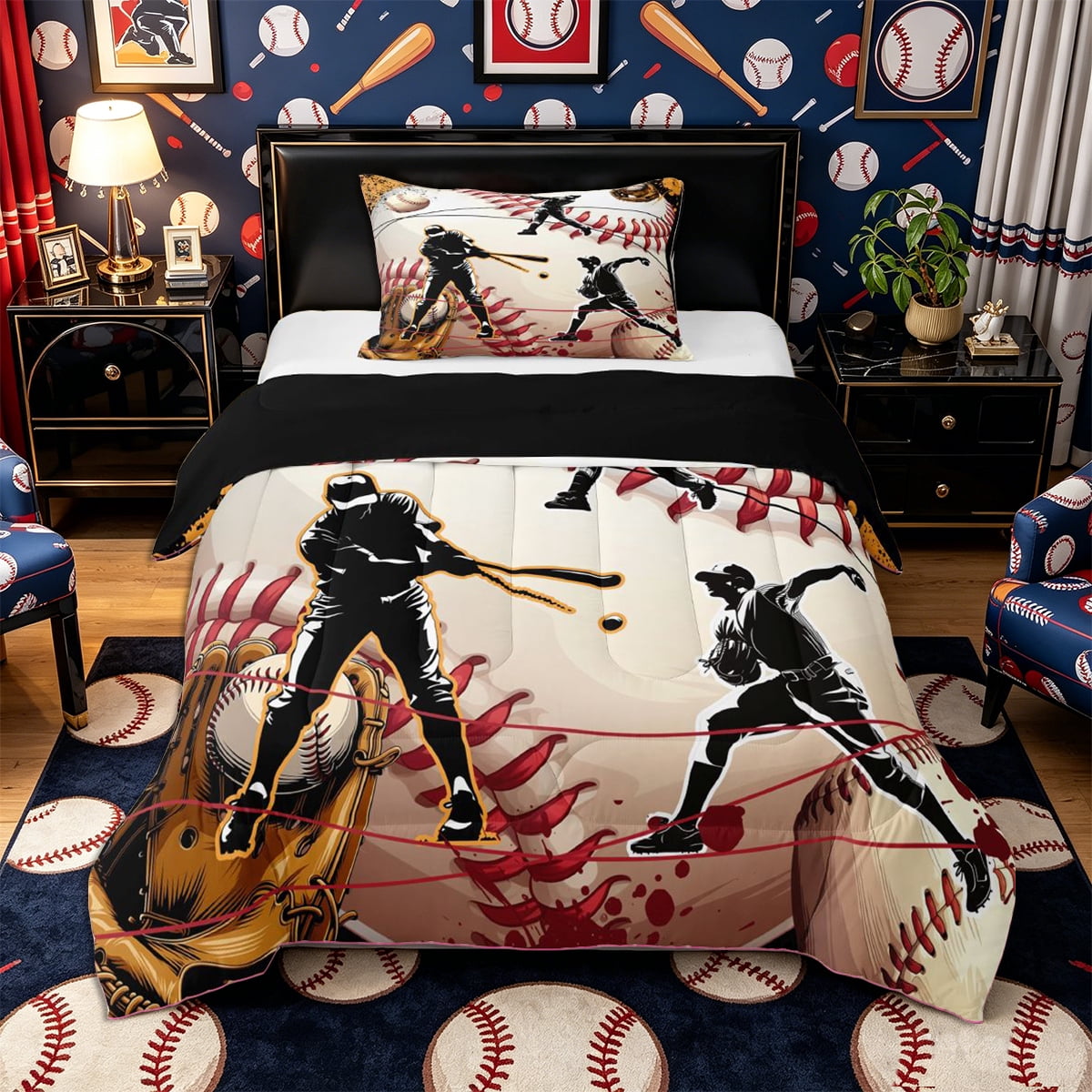 Castle Fairy Sport Baseball Twin Comforter Sets 2pcs, Ball Gamer ...