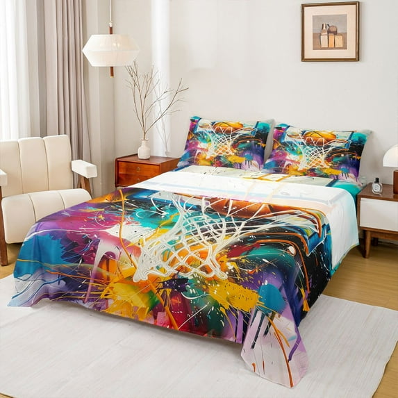 Castle Fairy Sport Basketball 4 Pieces Queen Sheet Sets for Kids Teens ...