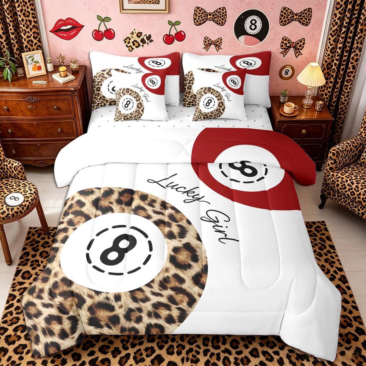 Castle Fairy Sport Billiards Twin Bedding 7-Piece, Retro Cheetah Print ...