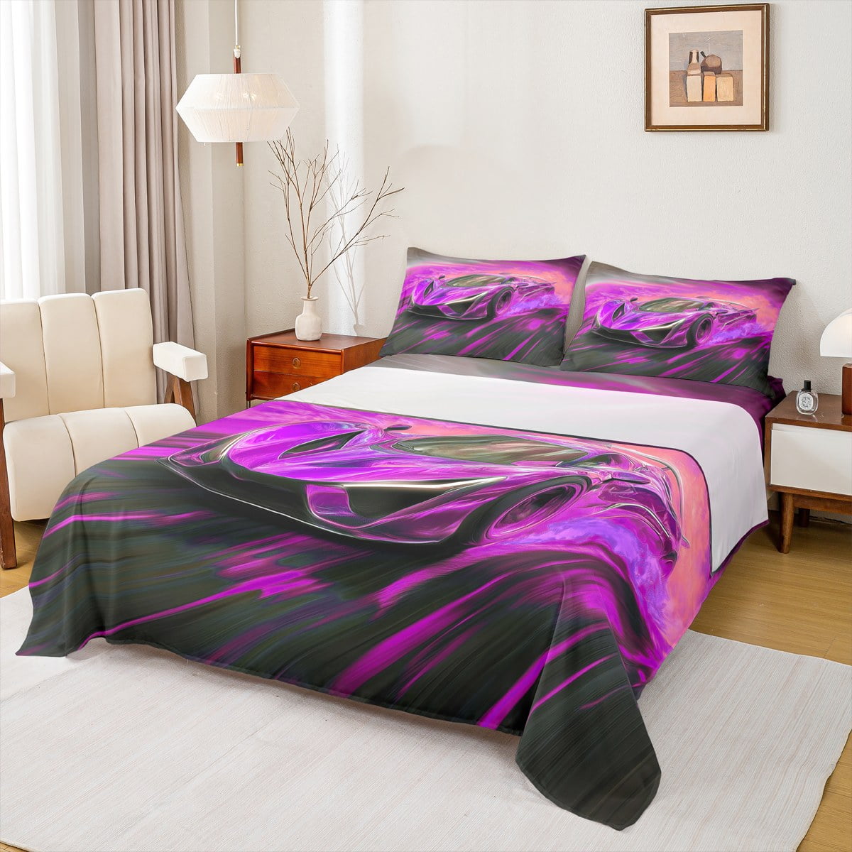 Castle Fairy Sport Car Bed Sheets for Children Teens Adults,Speed Race ...