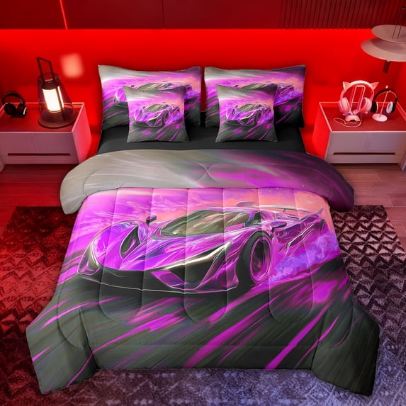 Castle Fairy Sport Car Bedding Comforter Set for Adults,Speed Race Car ...
