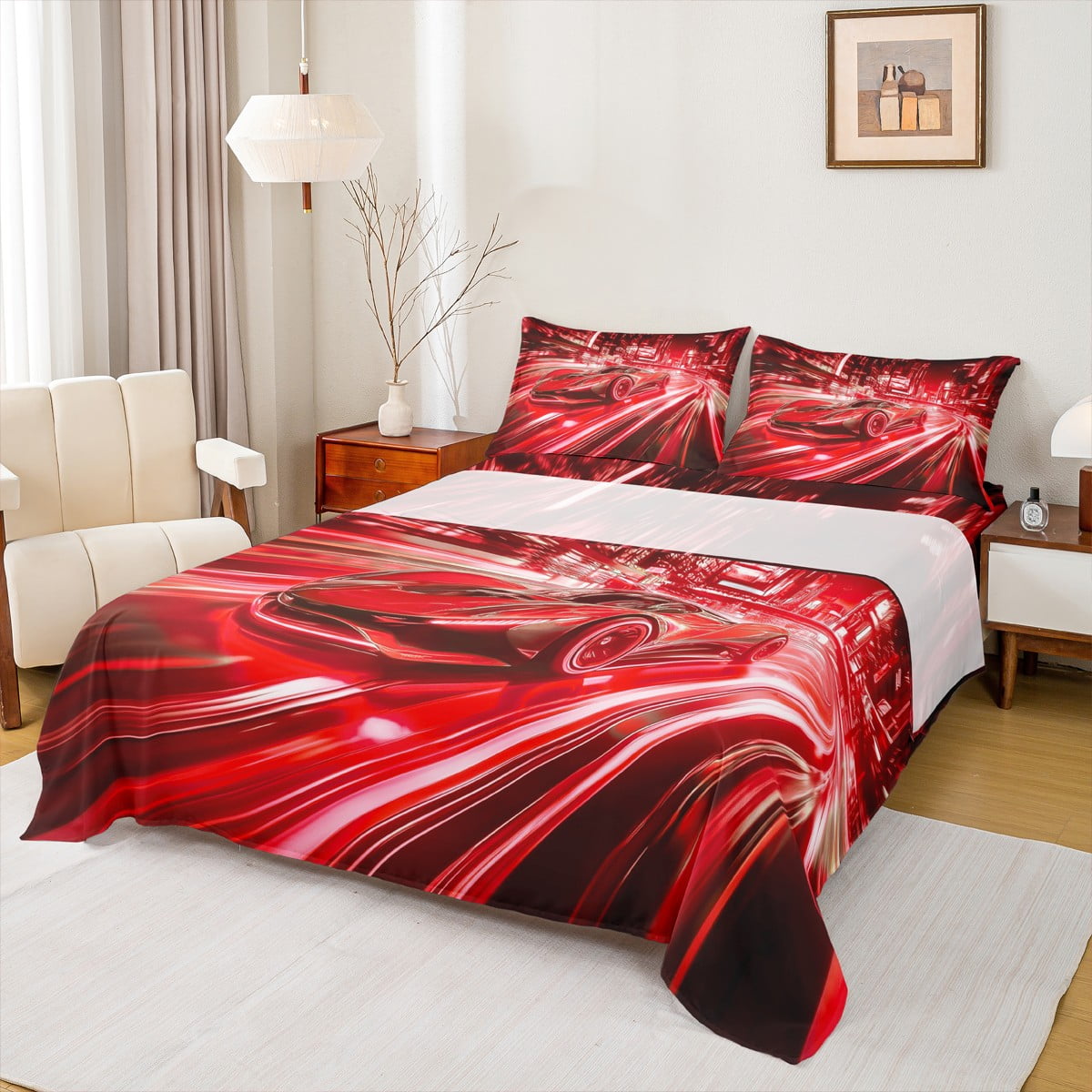 Castle Fairy Sport Car Queen Sheet Sets for Children Teens Adults,Speed ...