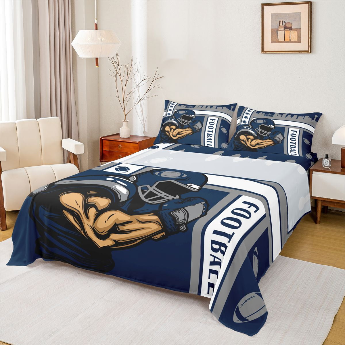 Castle Fairy Sport Football 4pcs Bed Sheets for Female Men Adults,Rugby ...