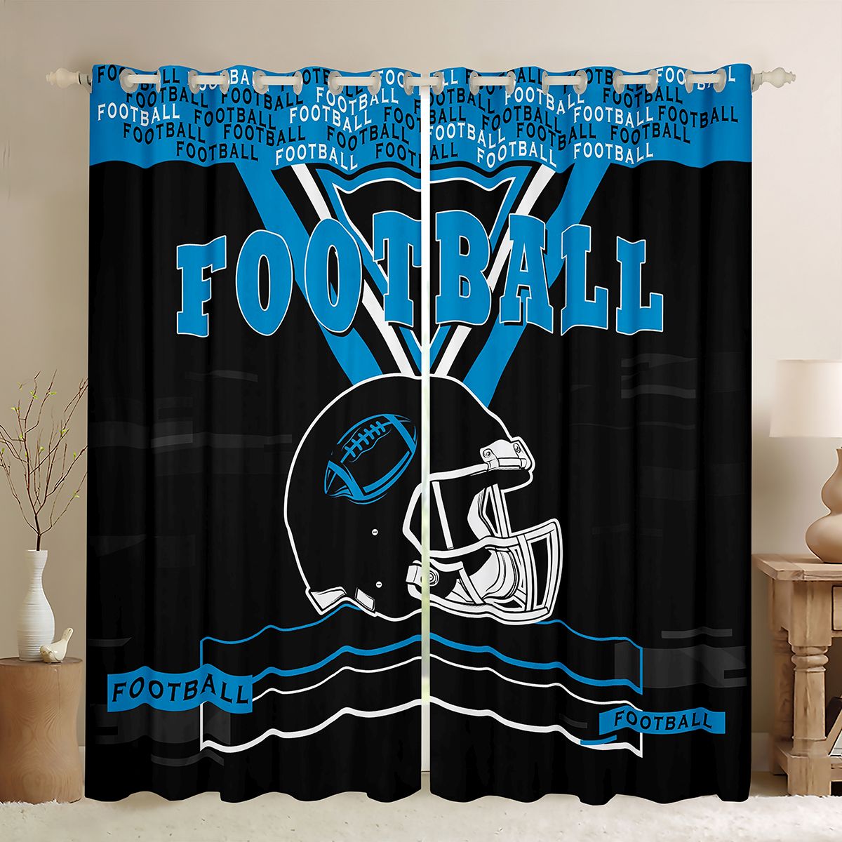 Castle Fairy Sport Football Curtains Pack of 2 (42x84 Each) for Female ...