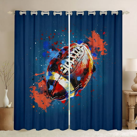 Castle Fairy Sport Football Curtains Pack of 2 (42x84 Each),Graffiti ...