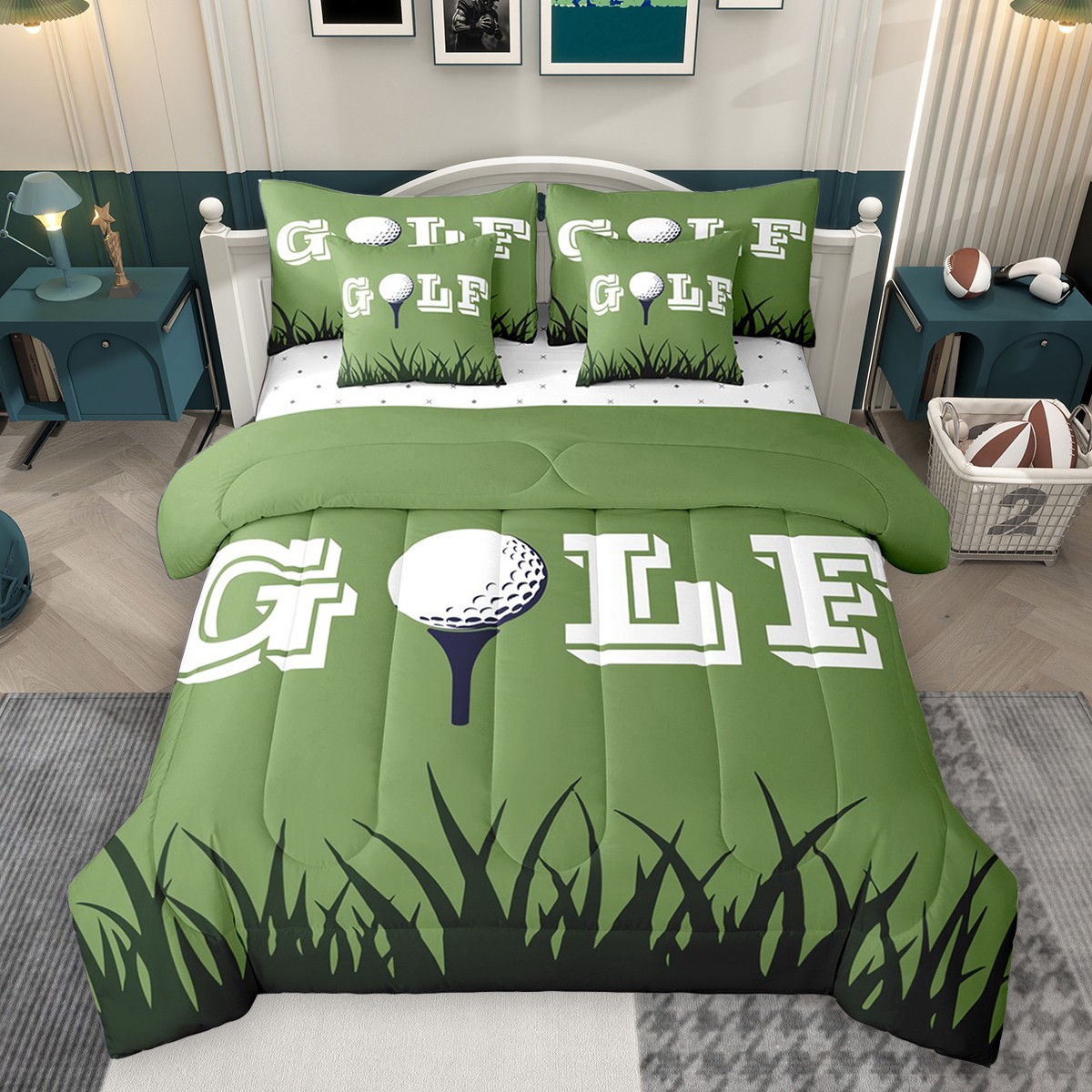 Castle Fairy Sport Golf Bedding Comforter Set 7pcs for Boys Girls,Ball ...