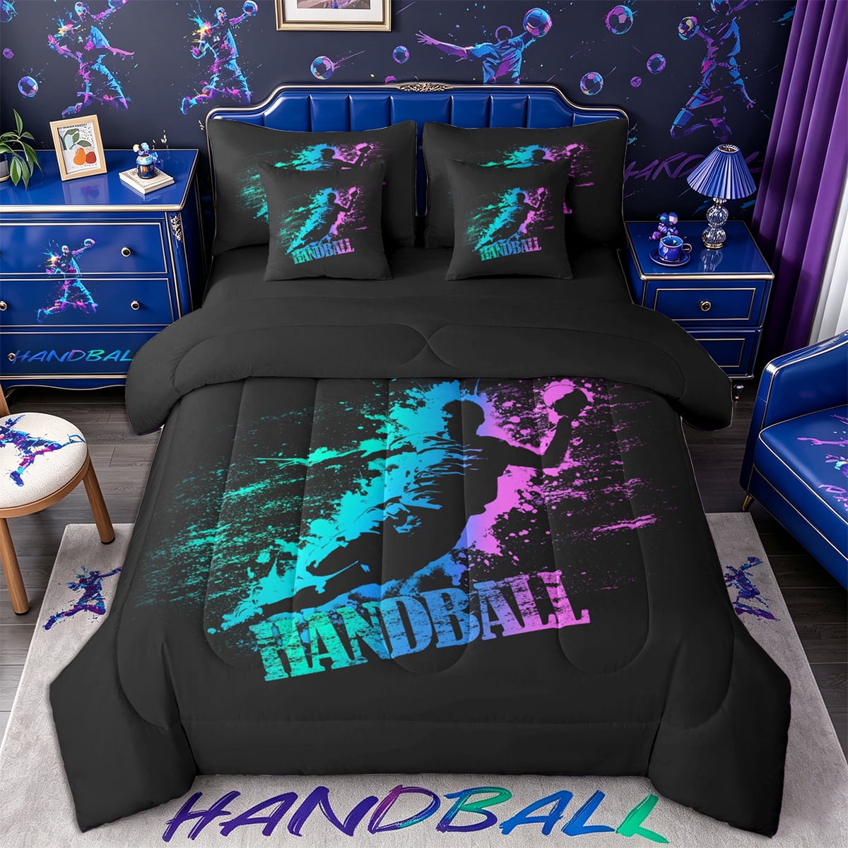 Castle Fairy Sport Handball Full Size Bedding Sets 7 Pieces, Gradient ...