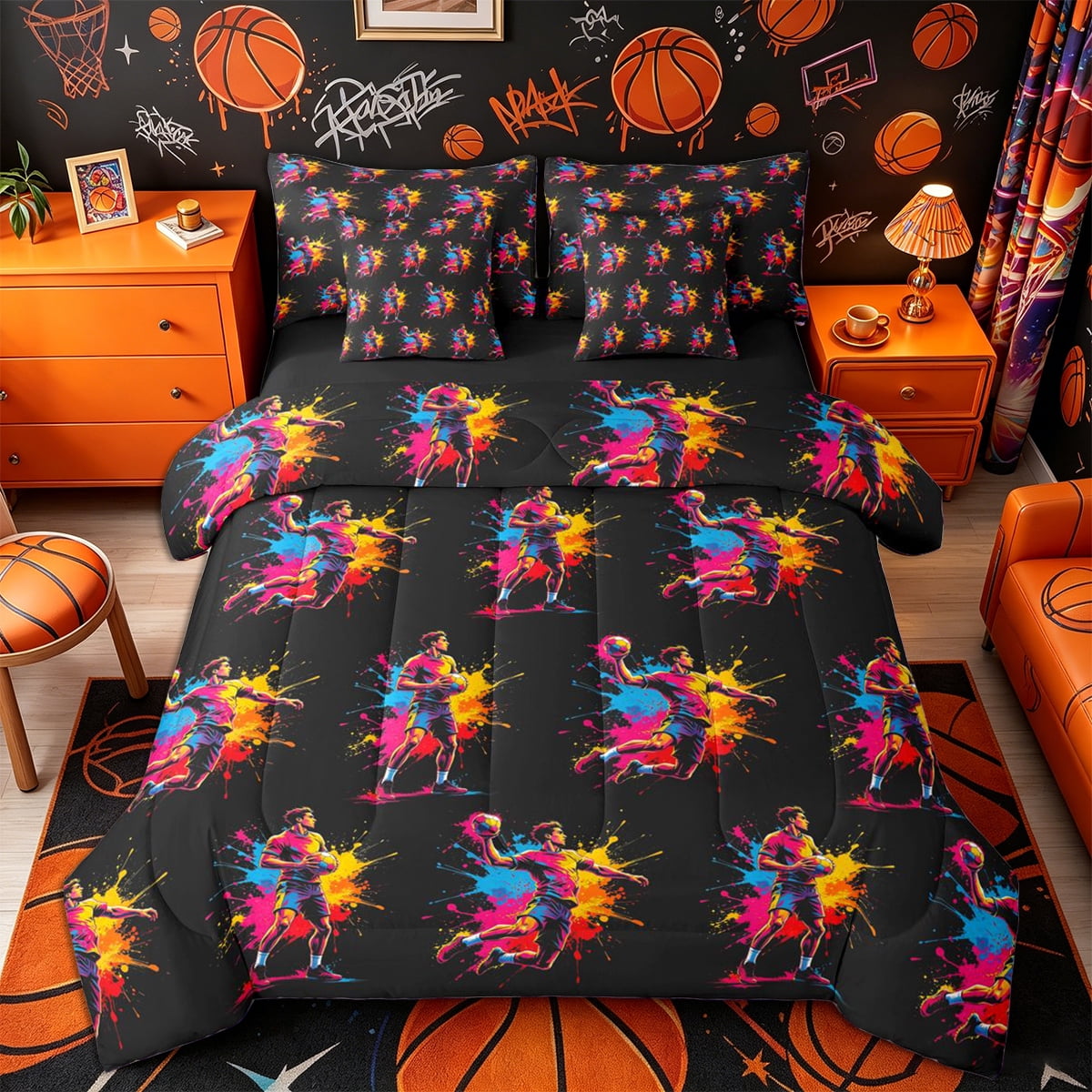 Castle Fairy Sport Handball Twin Bedding 7-Piece, Ball Gamer Splash ...