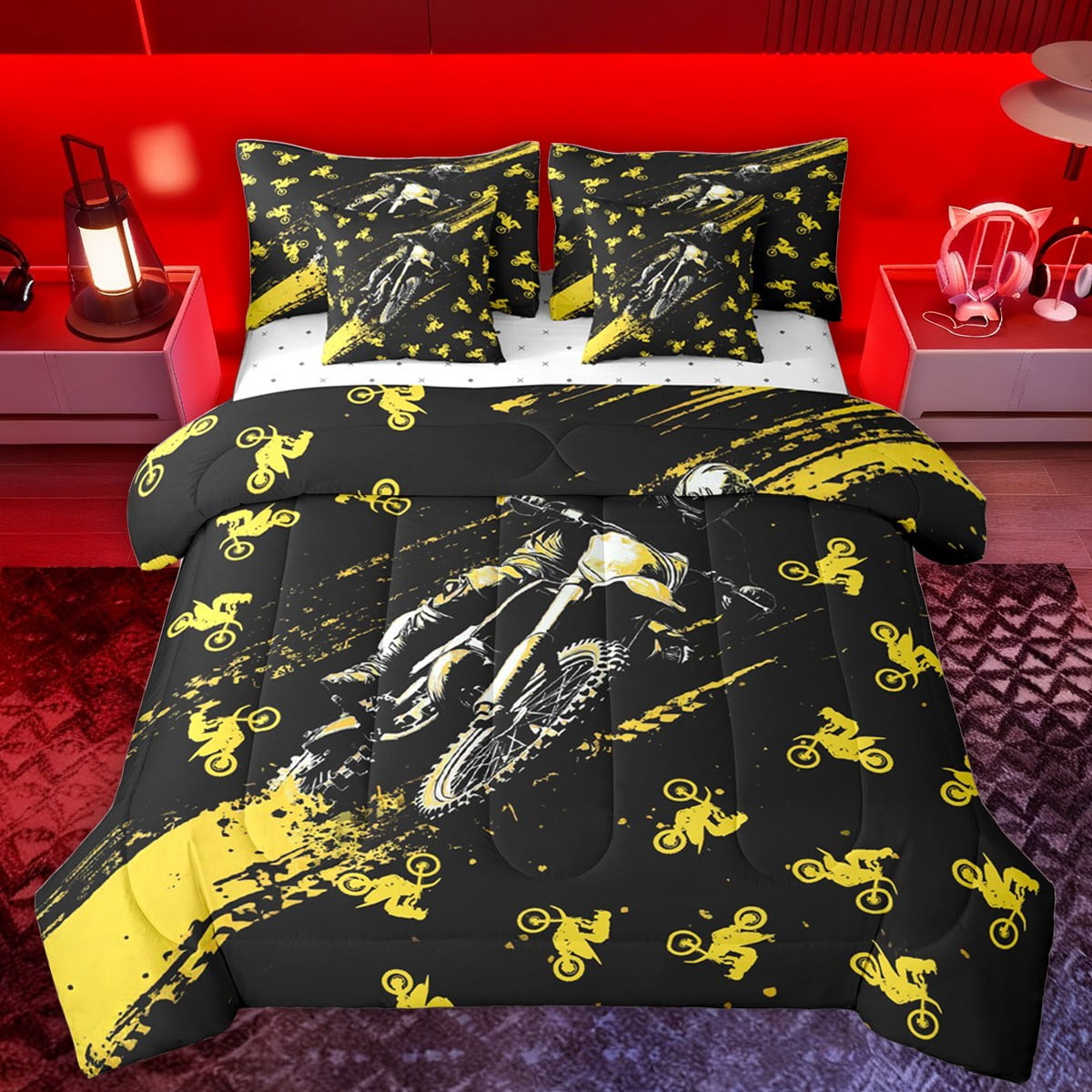 Castle Fairy Sport Motorcycle Bedding Comforter Set 7pcs for Kids ...