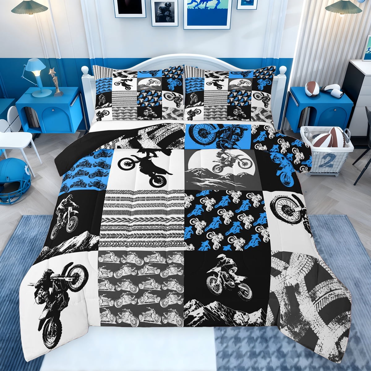 Castle Fairy Sport Motorcycle Motocross 3 Pieces Queen Comforter Set ...