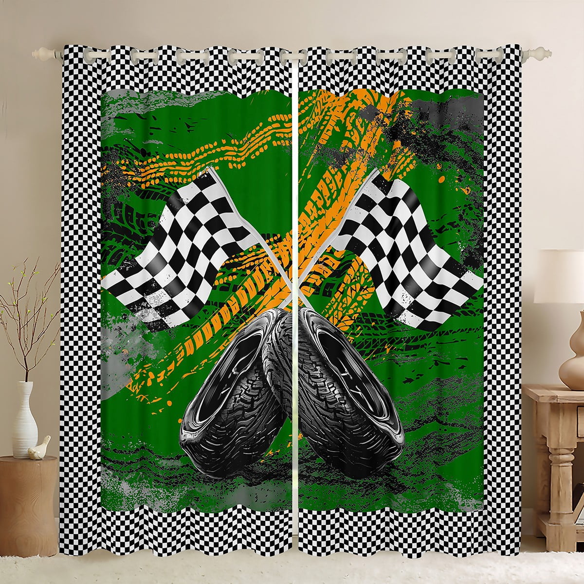 Castle Fairy Sport Plaid Flag Curtains Pack of 2 (42x84 Each),Graffiti ...