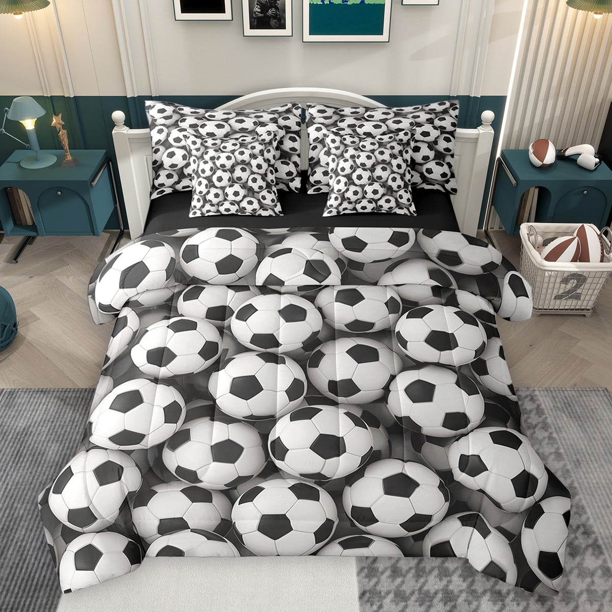 Castle Fairy Sport Soccer Bedding Comforter Set 7pcs for Boys Girls ...