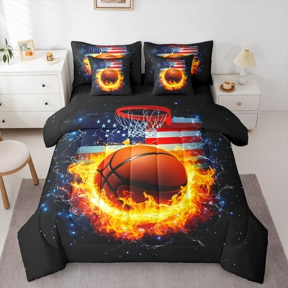 Castle Fairy Sport Soccer Bedding Comforter Set,Abstract Flame Ball ...