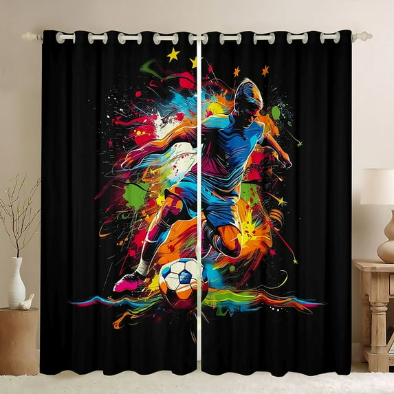 Castle Fairy Sport Soccer Curtains Pack of 2 (42x84 Each),Graffiti ...
