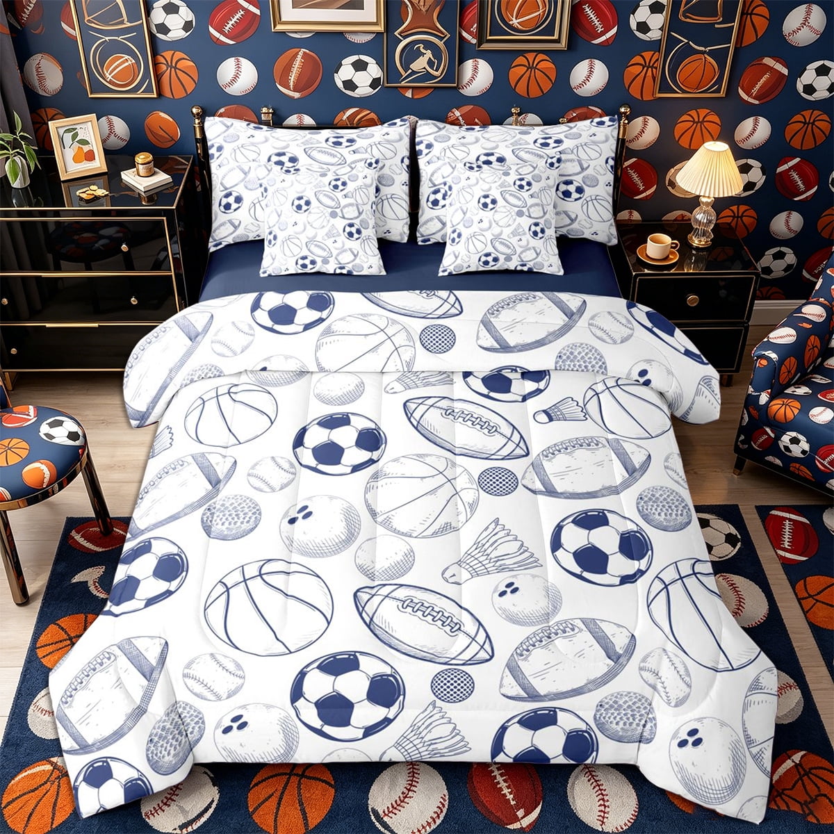 Castle Fairy Sport Soccer Football Basketball King Bedding 7pcs ...