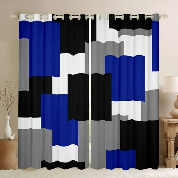 Castle Fairy Square Black Out Curtains,Black Grey Blue Curtains Pack of ...