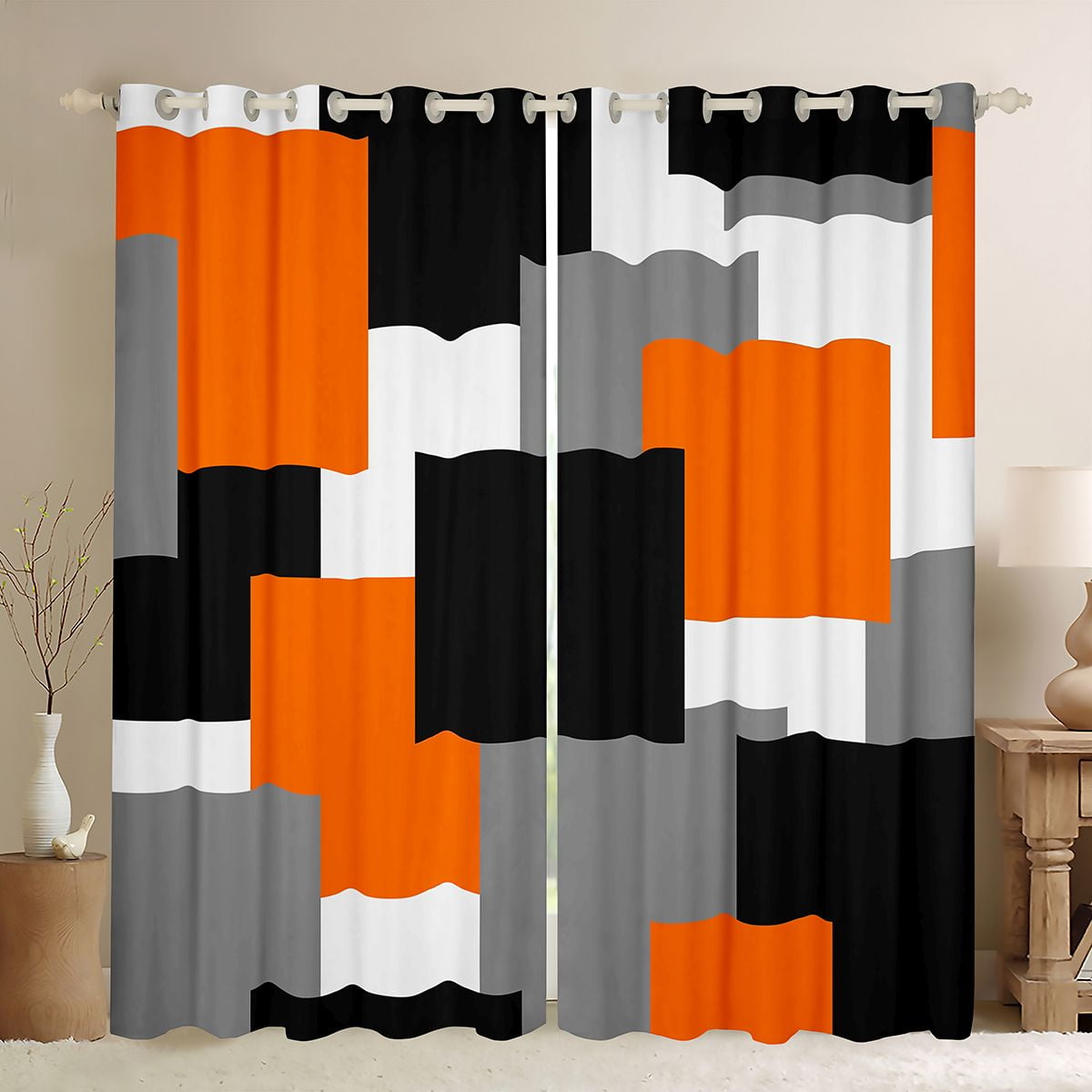 Castle Fairy Square Blackout Curtains Set of 2 (52x84 Each),Grey Orange ...