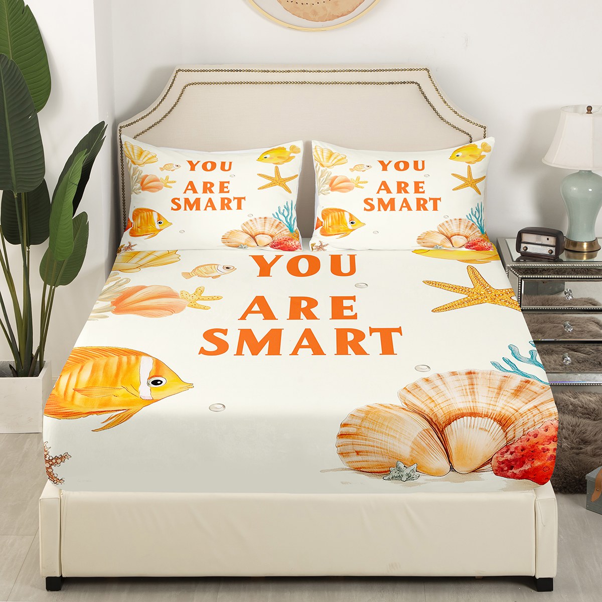 Castle Fairy Starfish Seashell 4-Piece Full Size Sheets,Ocean Theme Bed ...